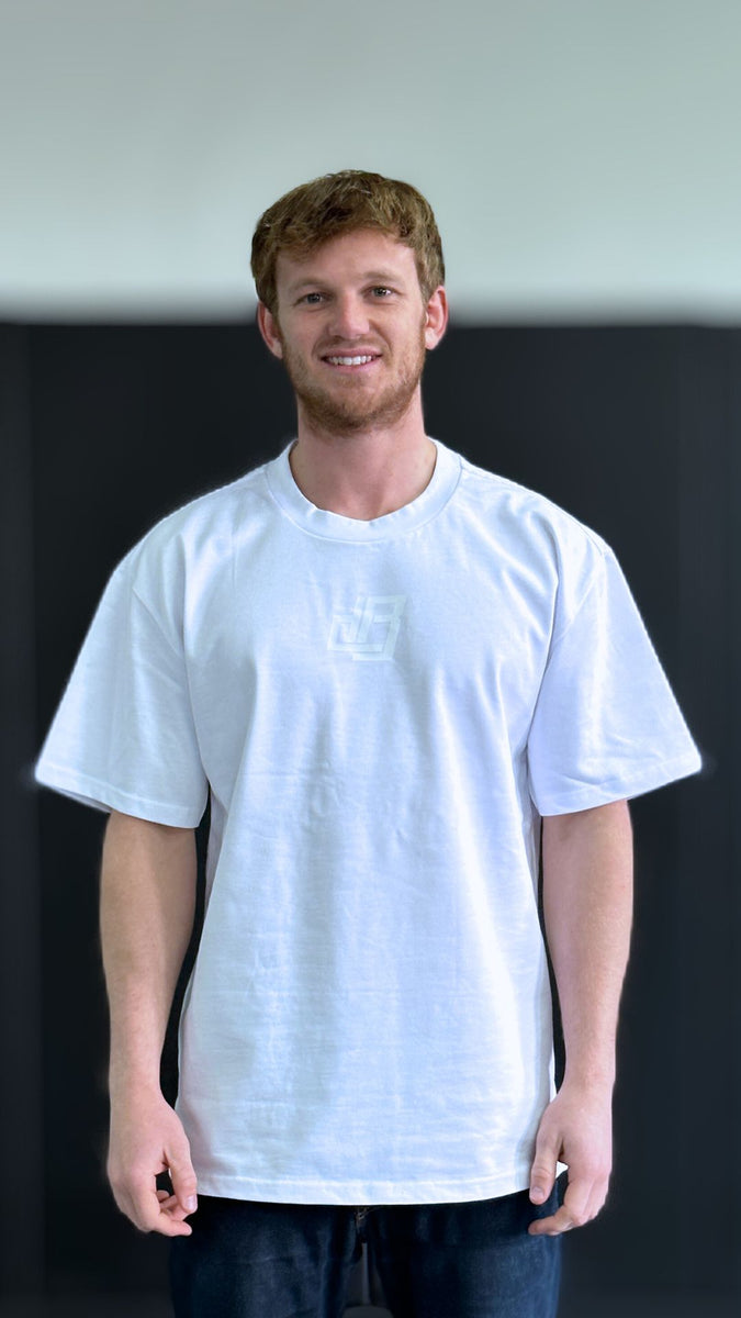 DBJJ White Heavy Tee Boxy Style – de Been 100% Jiu Jitsu Store